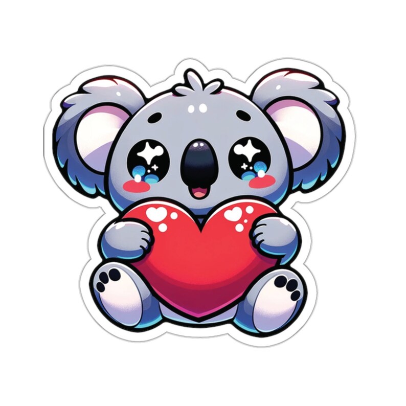 Kawaii Koala Vinyl Sticker With Heart Perfect for Valentine's Day Cute ...