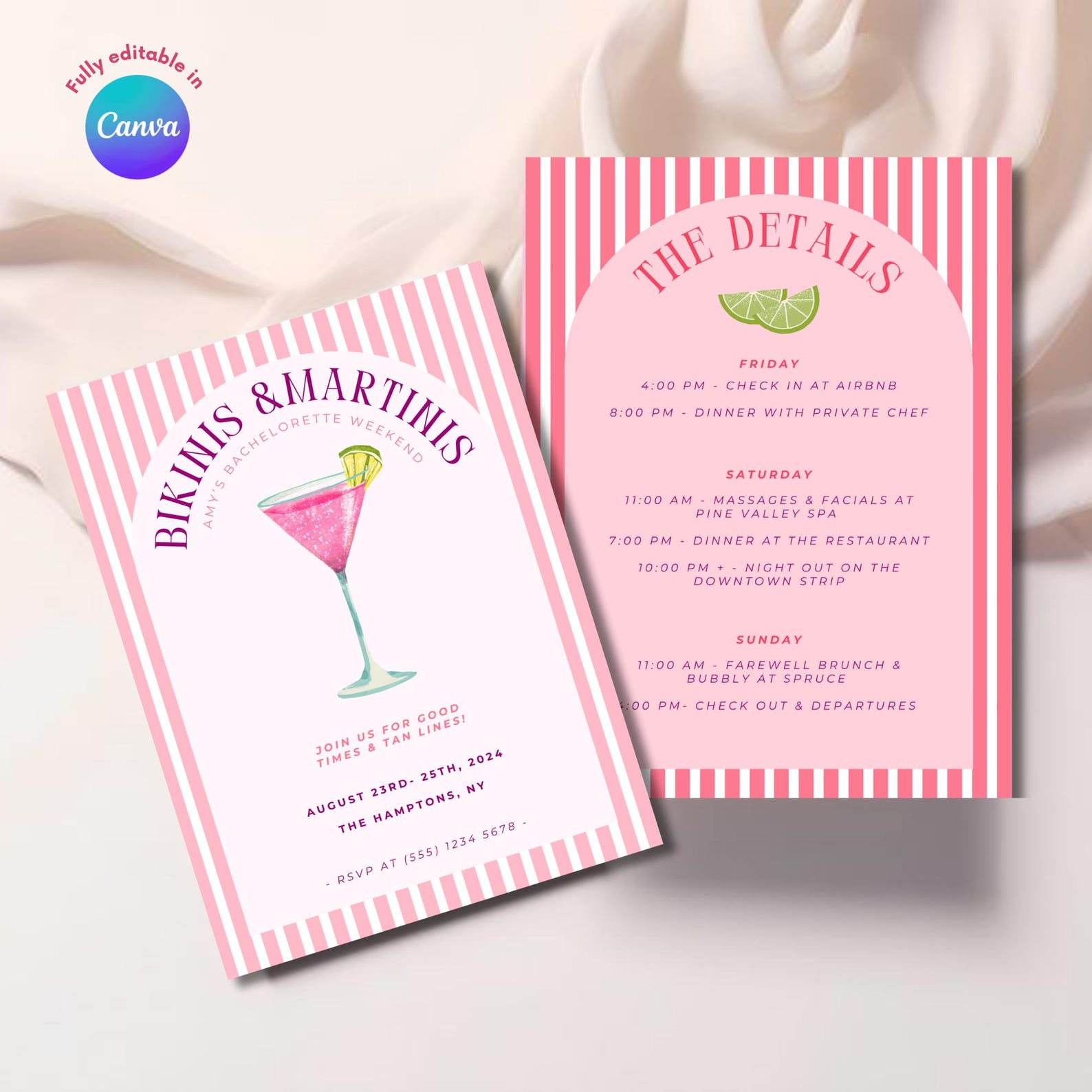 Customizable Bikinis & Martinis Beach Bachelorette Invitation Template ...