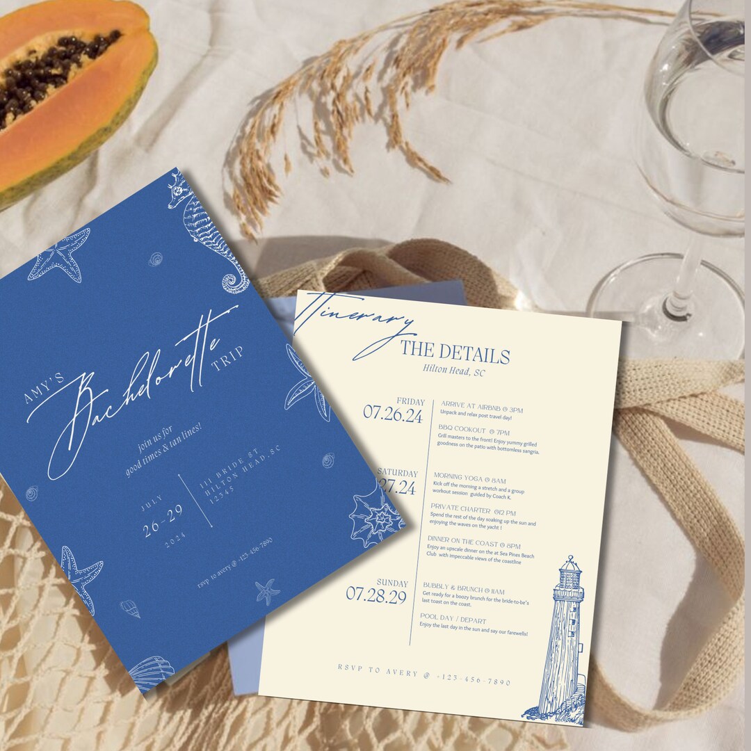 Customizable Beach Bachelorette Invitation Template, Hilton Head ...
