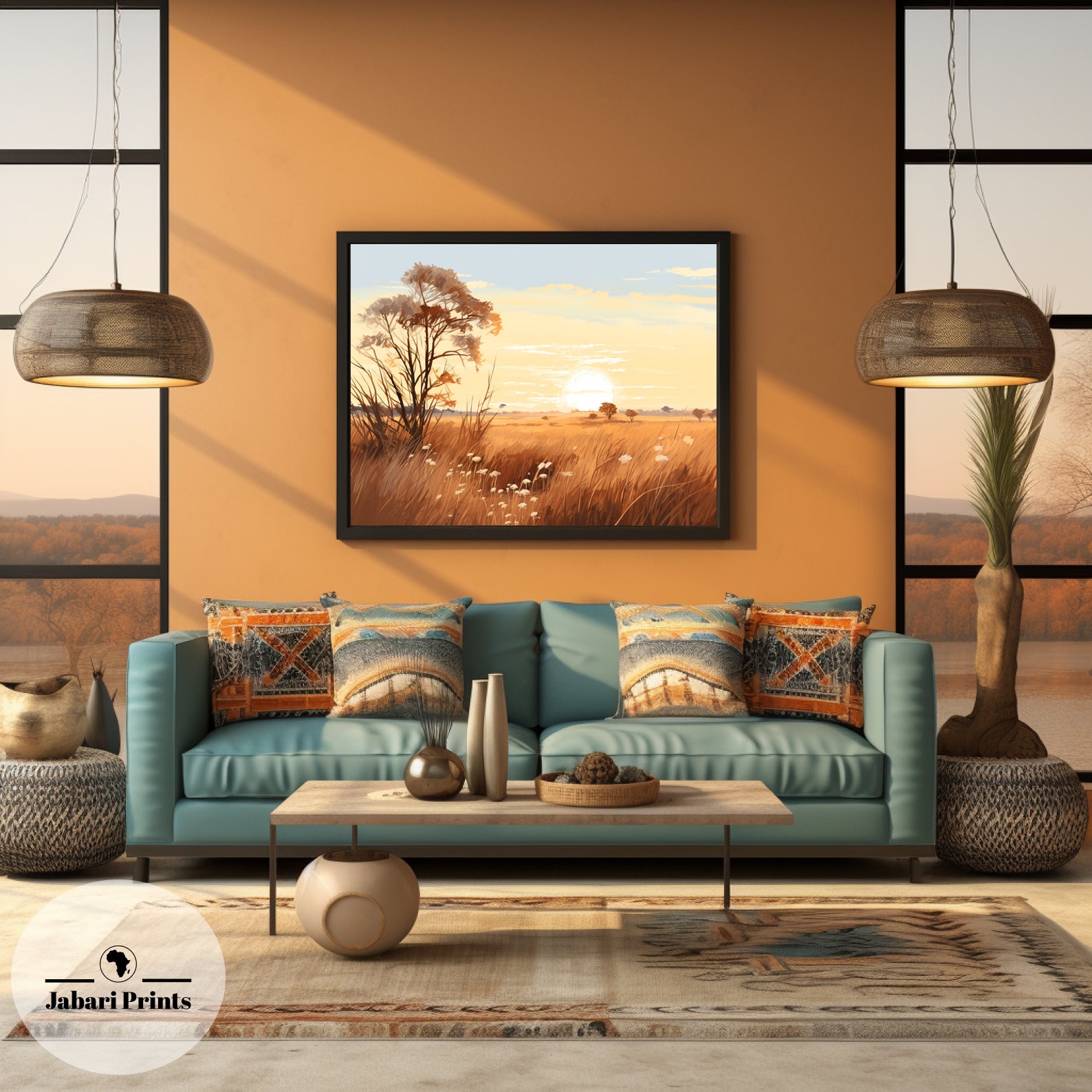 Printable Bushveld Landscape Oil Painting, Vintage Landscape Art Print ...