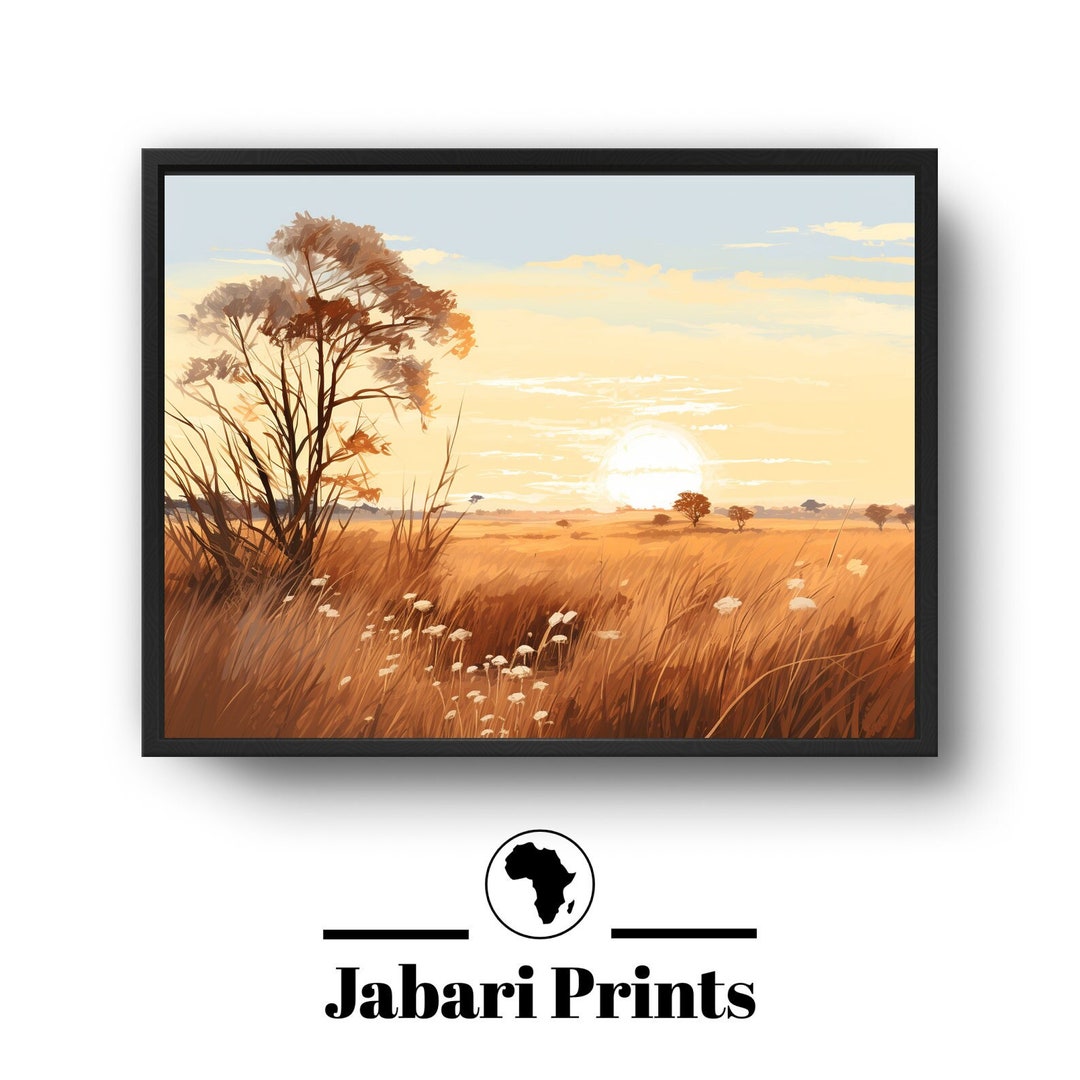 Printable Bushveld Landscape Oil Painting, Vintage Landscape Art Print ...