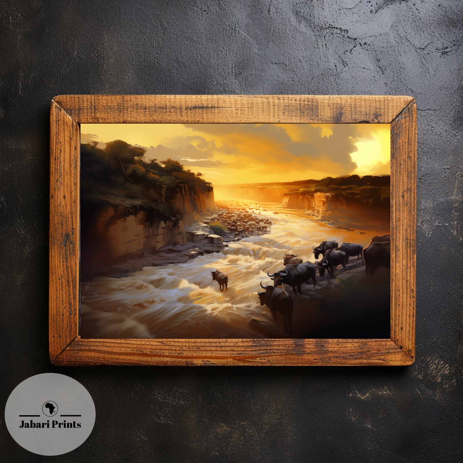 Printable Africa Migration Landscape Oil Painting, Vintage Landscape ...