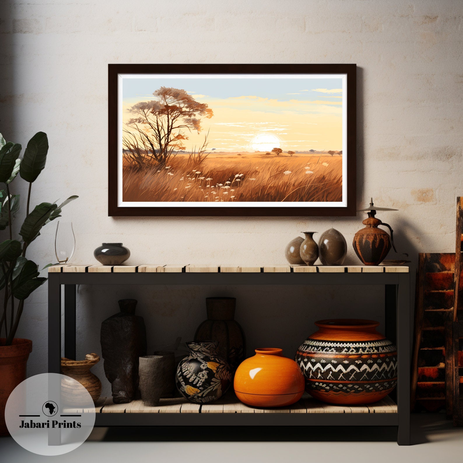 Printable Bushveld Landscape Oil Painting, Vintage Landscape Art Print ...
