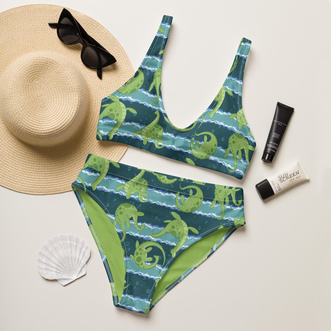 Nessie Loch Ness Monster Eco-friendly High-waisted Bikini - Etsy UK