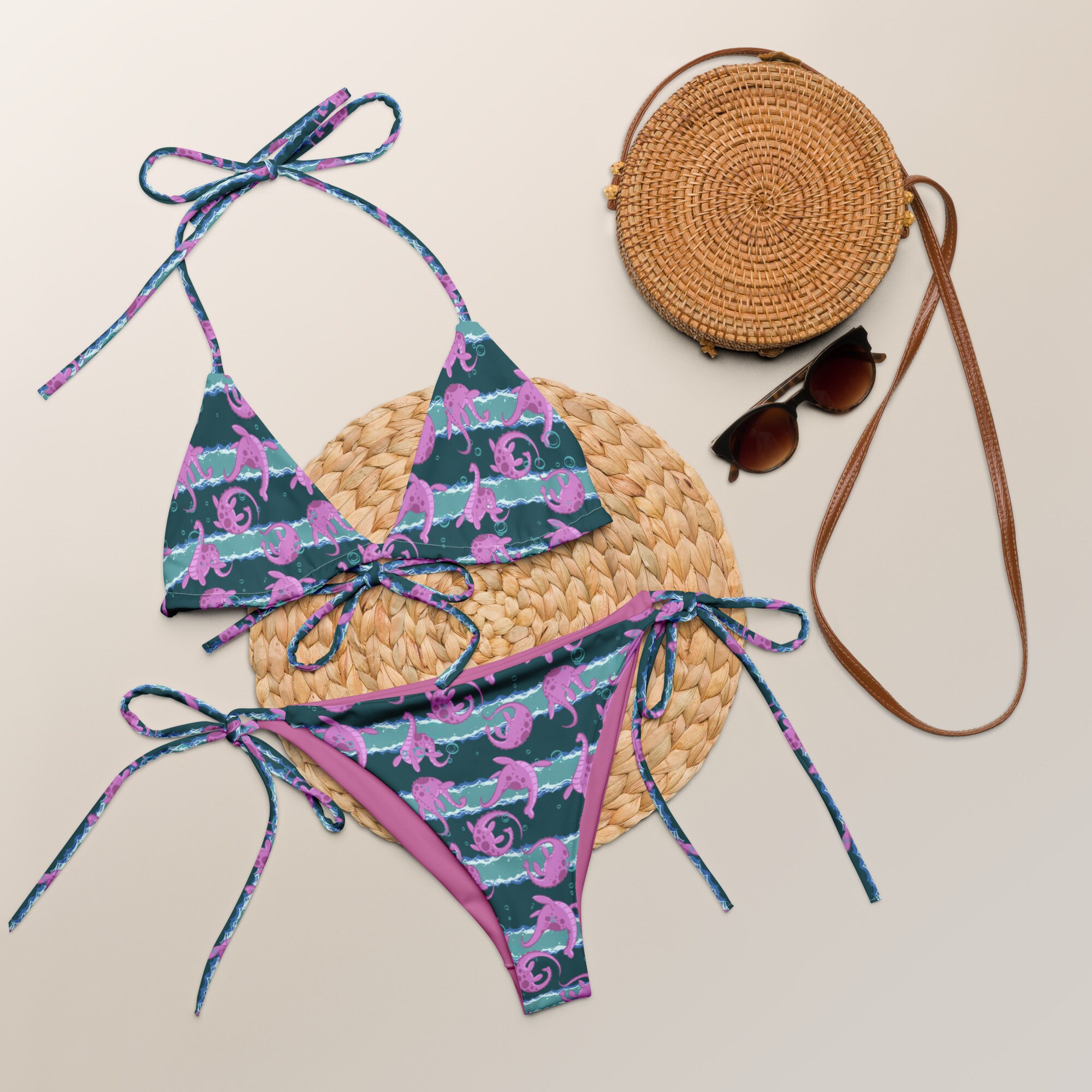Loch Ness Monster All-over Print Recycled String Bikini, Nessie Two ...