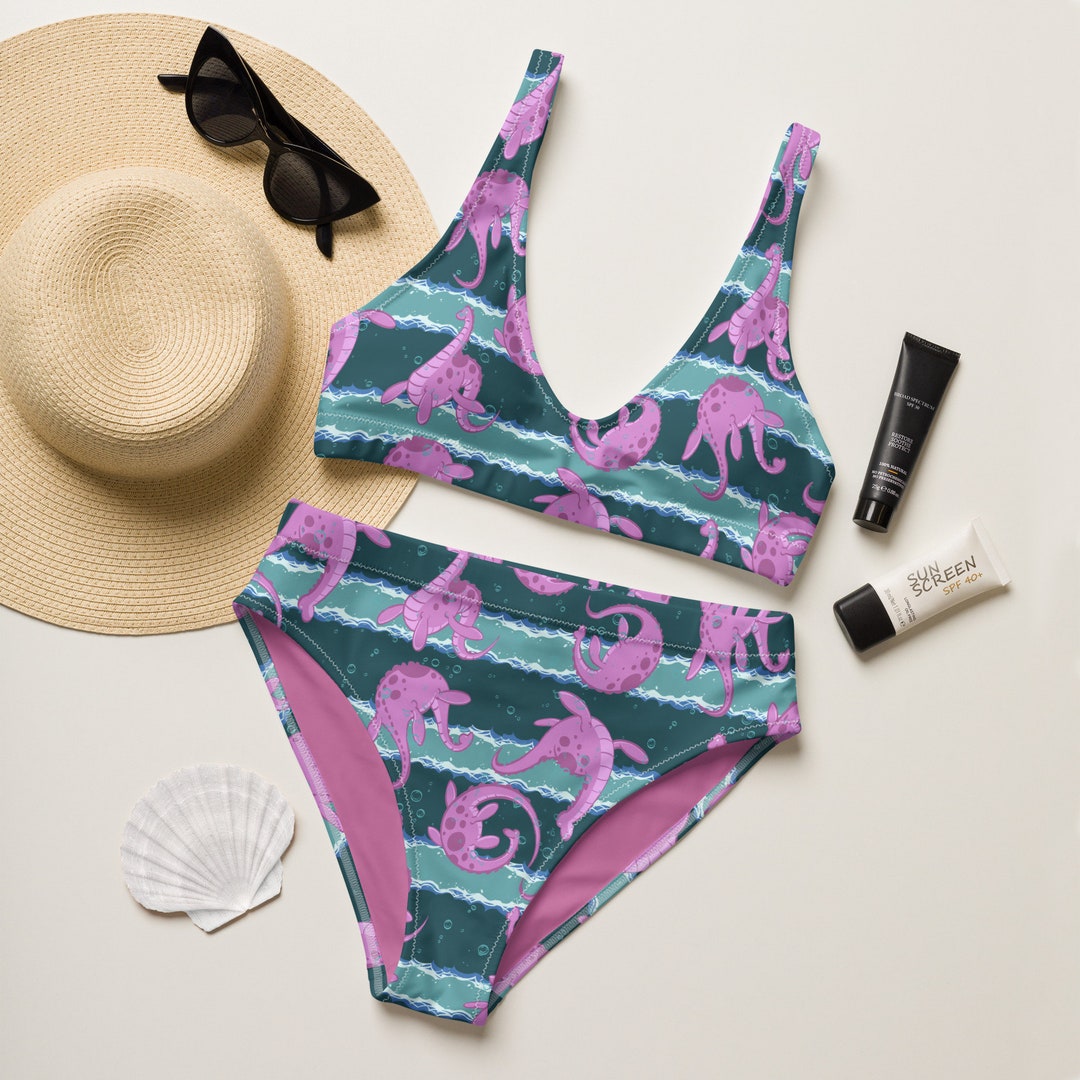 Loch Ness Monster Recycled High-waisted Bikini, Nessie Bikini Set ...