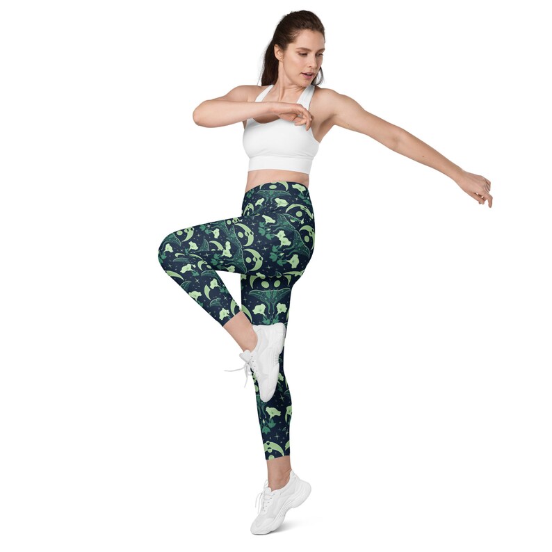 Celestial Eclipse, Lunar Moth Wear, Moon Lilly and Stars Leggings With ...