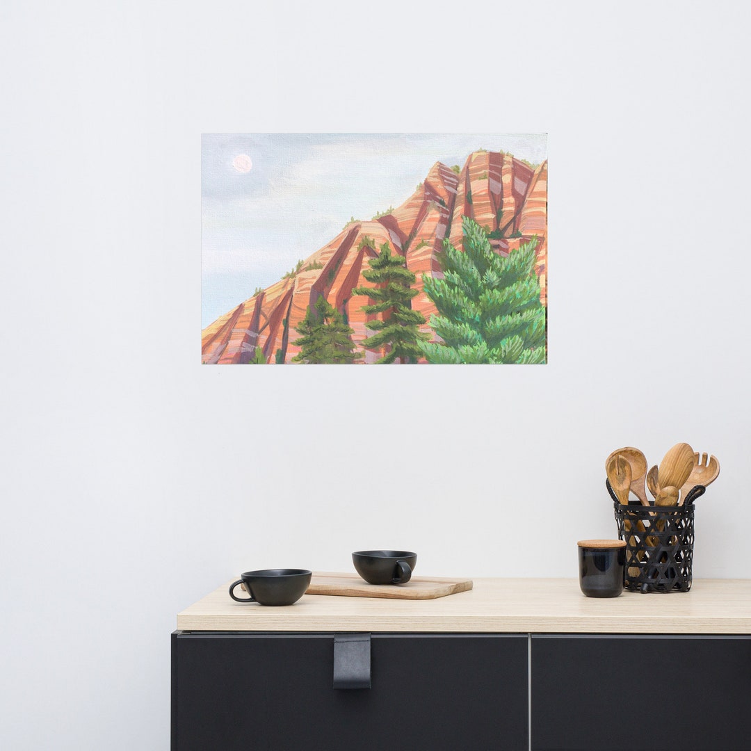 Zion Painted Cliffs Poster, National Park Artwork, Desert Wall Art ...