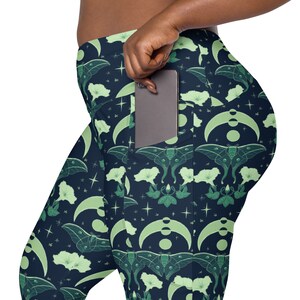 Celestial Eclipse, Lunar Moth Wear, Moon Lilly and Stars Leggings With ...