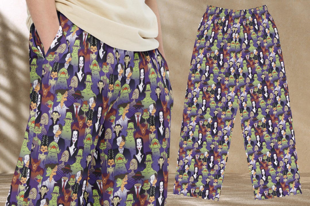 Classic Movie Monsters All-over Print Unisex Wide-leg Pants, Halloween ...