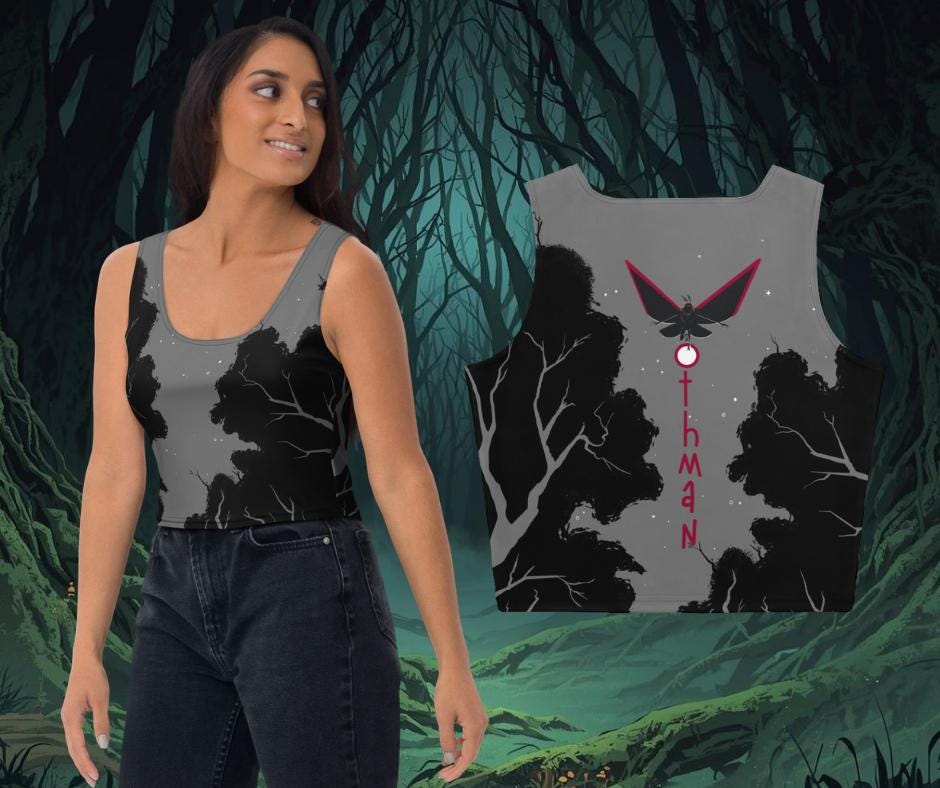 Mothman by Moonlight Body Hugging Tank Top: Comfy Cryptid Gift Crop Top ...