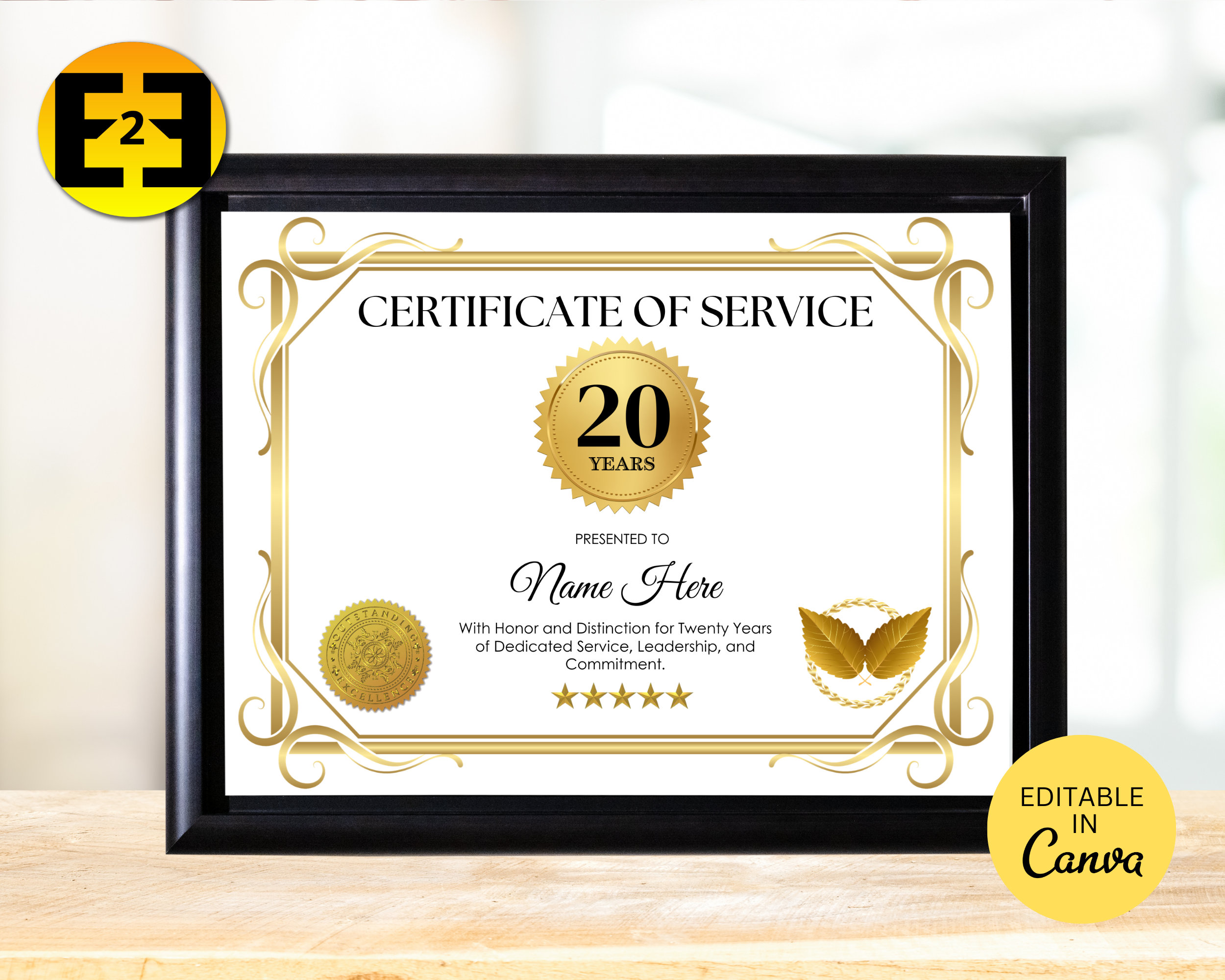 Editable Certificate of Service Award Digital Download - Etsy