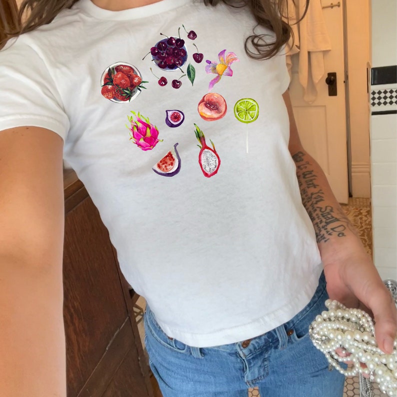 Fruit 90s Baby Tee Woman | Aesthetic Tomato Girl Summer 90s Unisex T ...