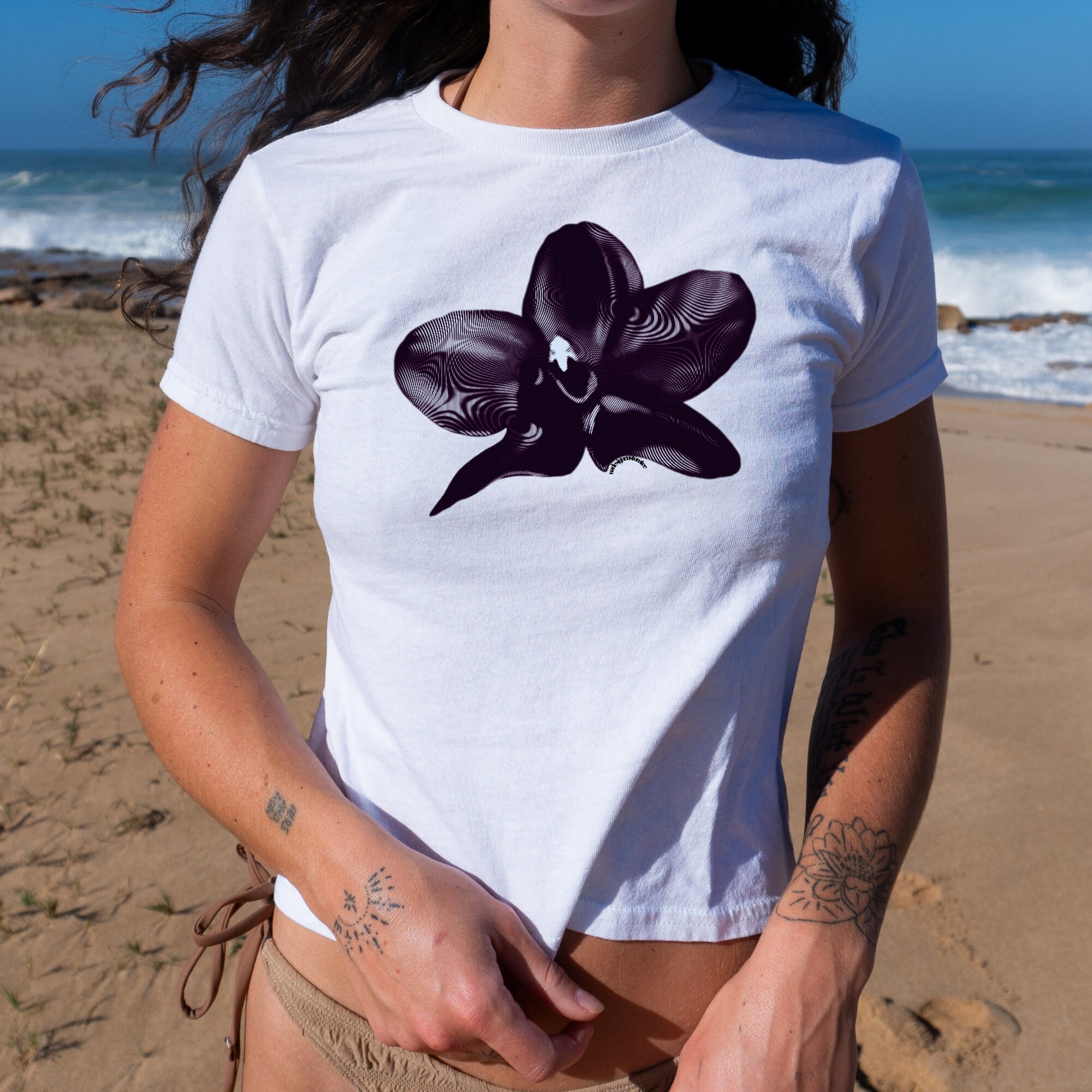Black Orchid Flower Baby Tees Shirts Coquette Baby Tee, Y2k Graphic Baby Tee, 90s Baby Tee ...