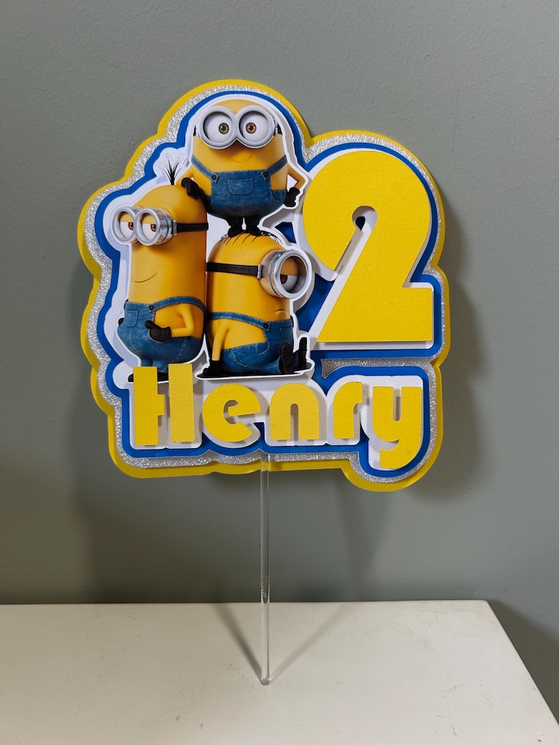 Minions Birthday Cake Topper - Personalized Name & Age - Custom ...