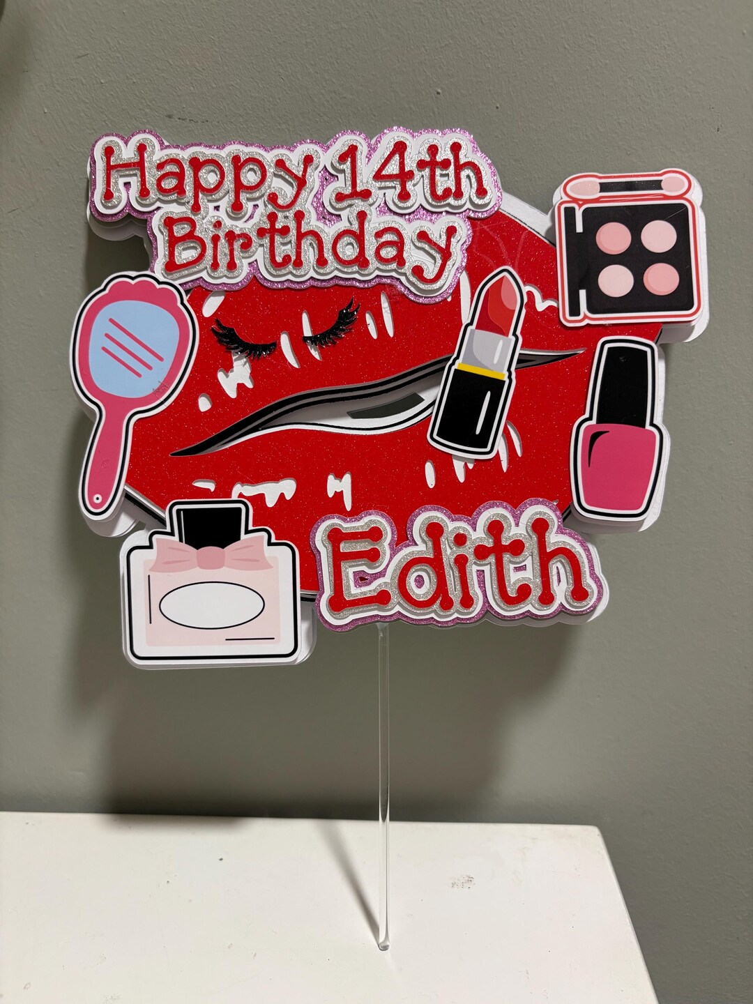 Girly Makeup Themed Cake Topper - Any Age , Any Colours! Just Let Me ...