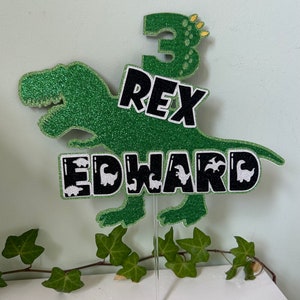 Custom Glitter Dinosaur Cake Topper – Rex Theme Birthday Decor - Etsy UK