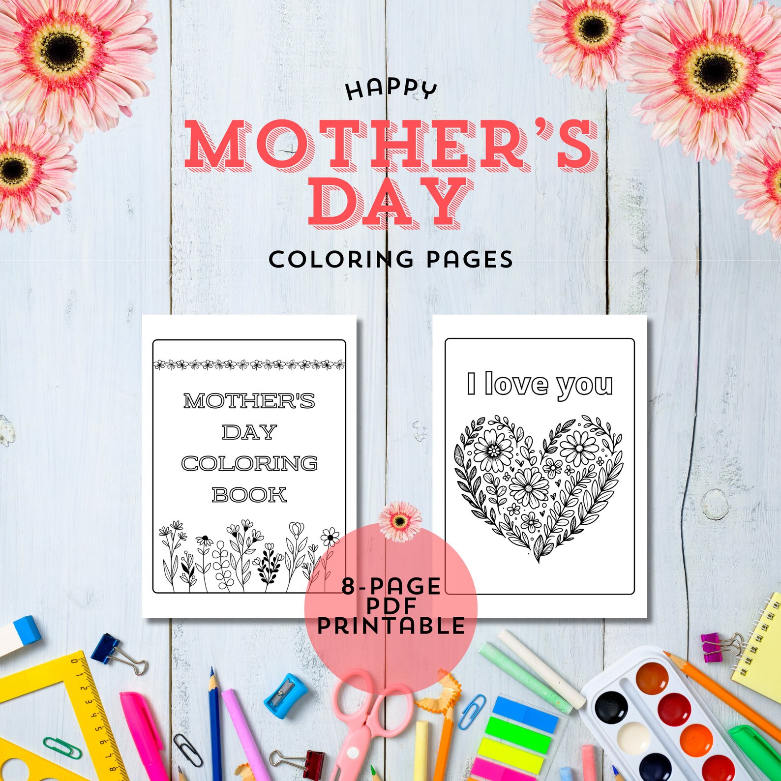 Mothers Day Coloring Pages for Kids, Happy Mother's Day Cute Coloring ...