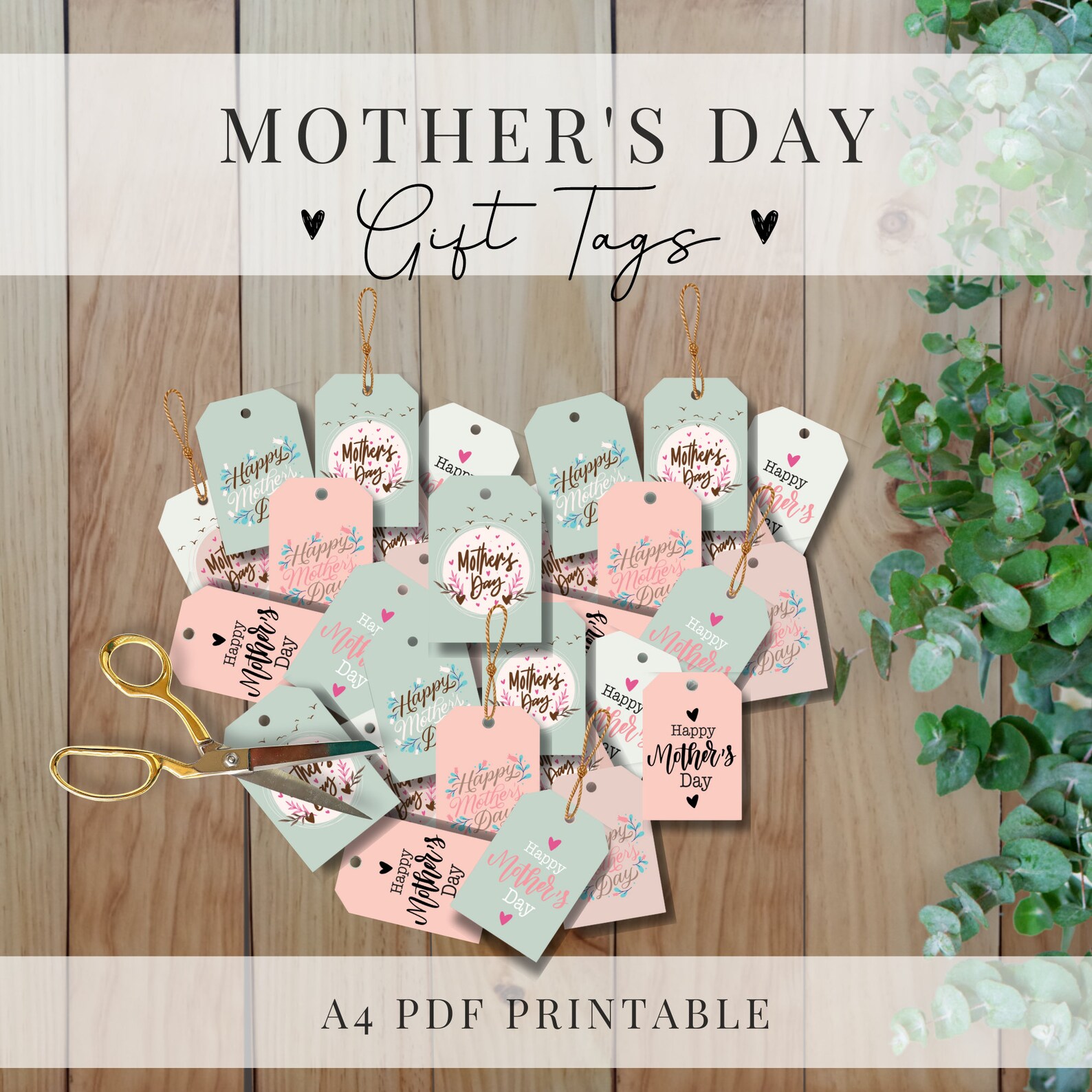 Mother's Day Gift Tag - Mint, Printable Gift Tag, Mother's Day ...