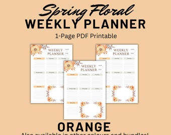 Blue Flower Weekly Planner Printable - Etsy