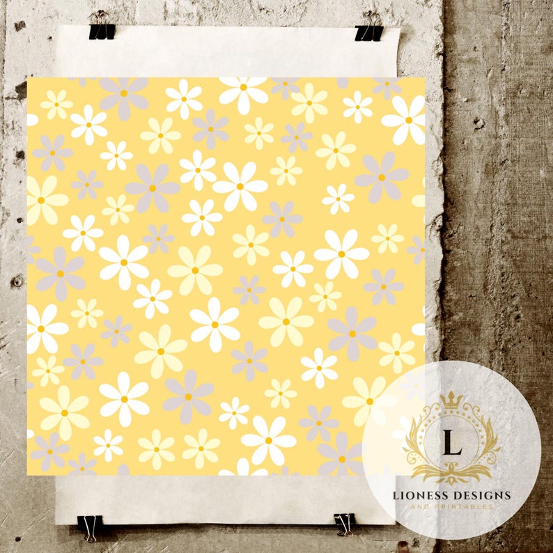 Yellow Daisy Seamless Digital Paper Pattern Daisy Floral Pattern for ...