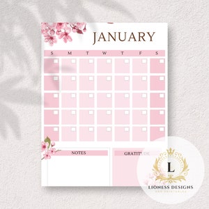 Cherry Blossom Monthly Planner Printable - Etsy