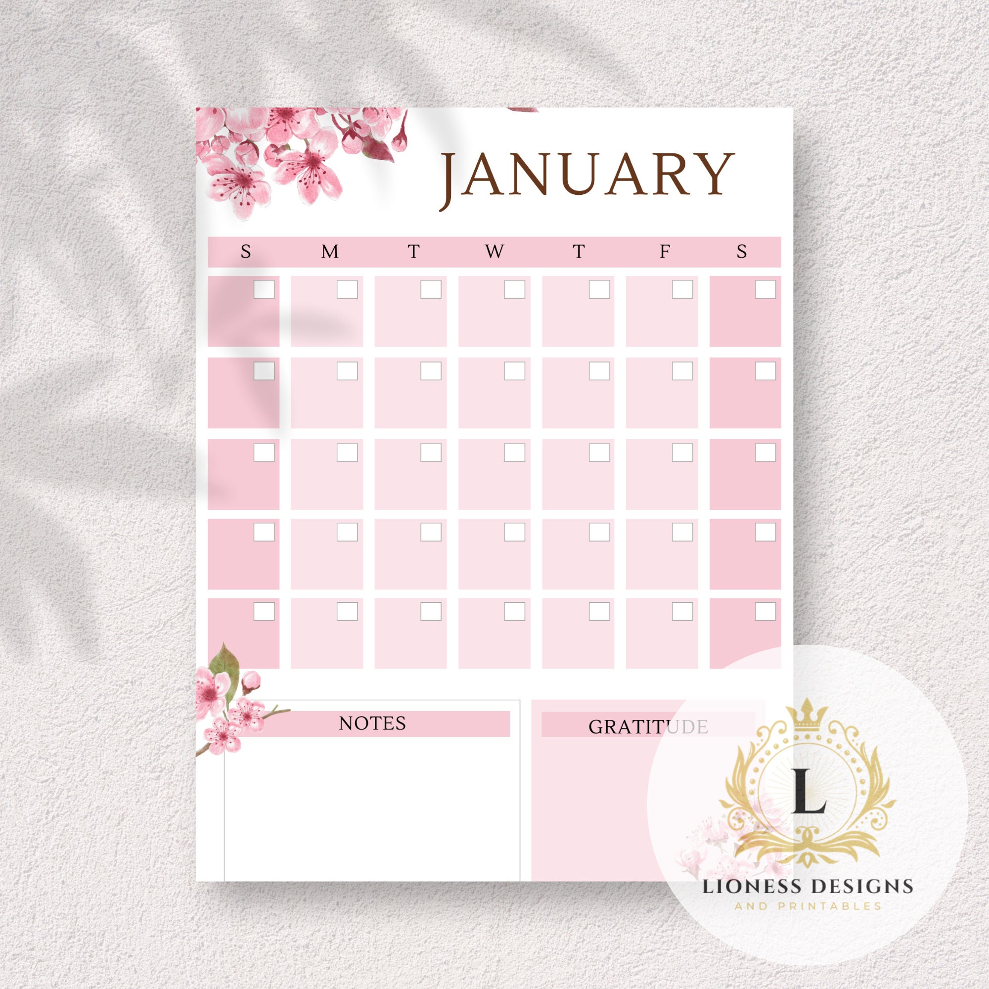 Cherry Blossom Monthly Planner Printable - Etsy