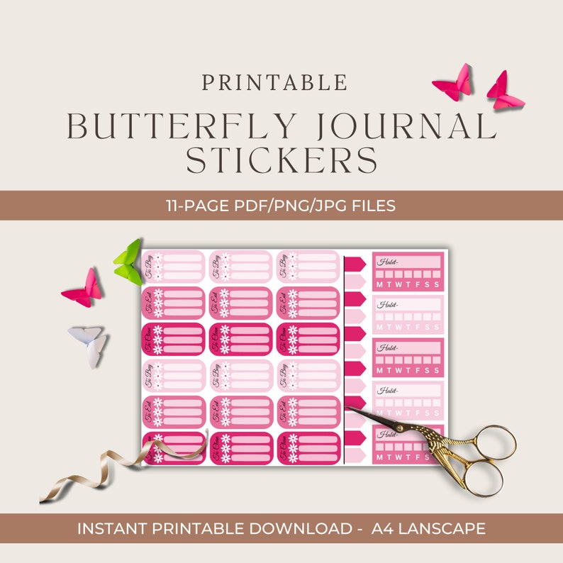 Butterfly Journal Stickers Pink - Etsy