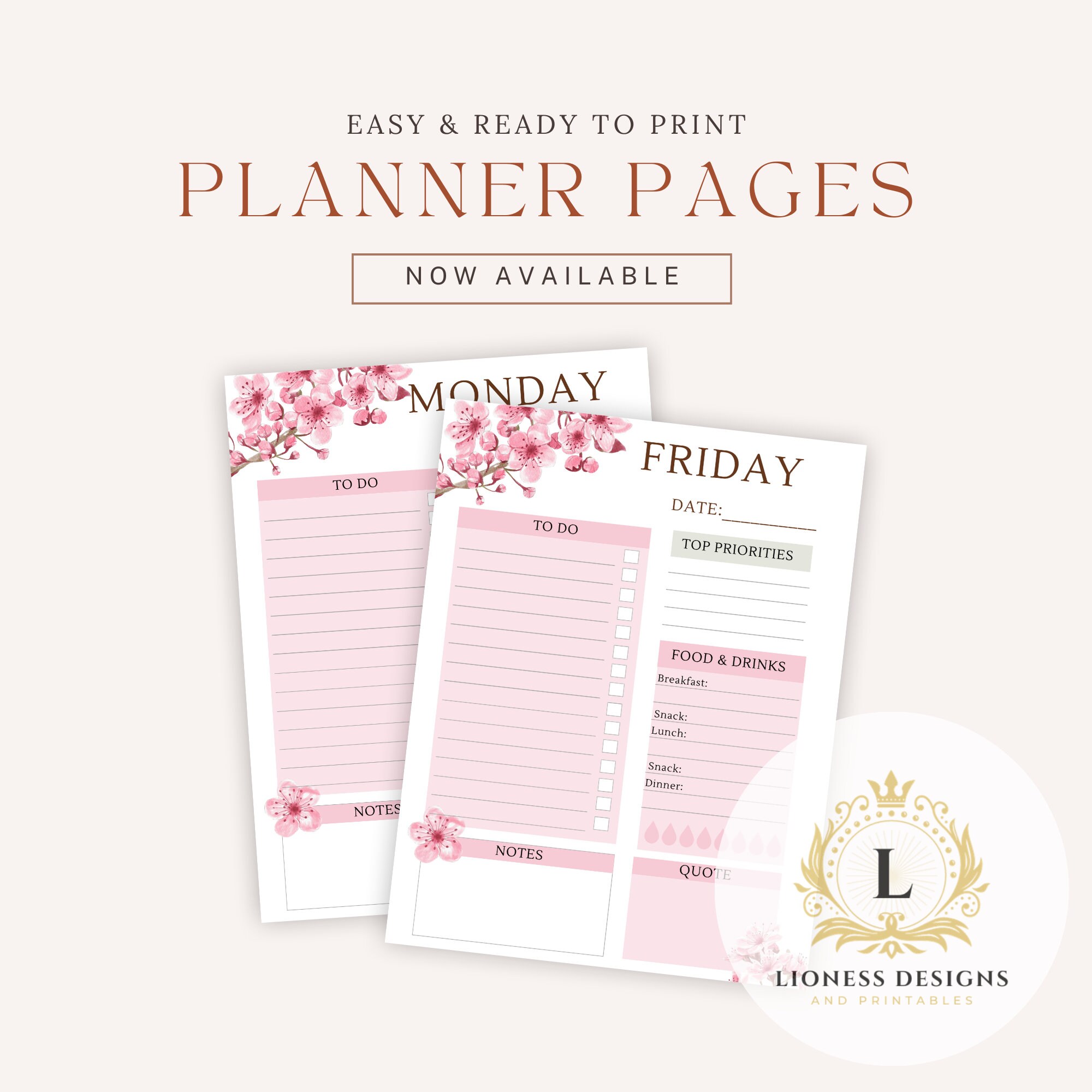 Cherry Blossom Daily Planner Printable - Etsy