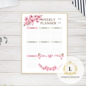 Cherry Blossom Weekly Planner Printable - Etsy