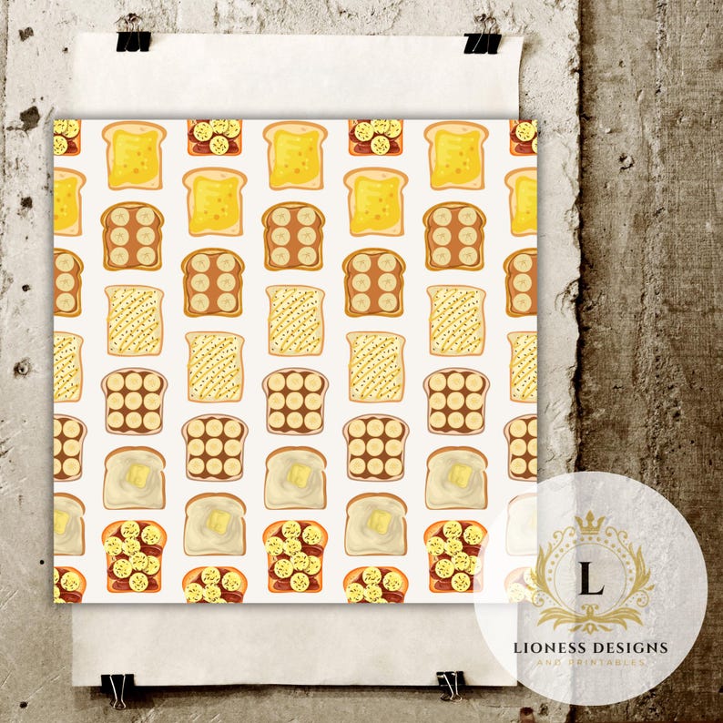 Restaurant Food Seamless Patterns, Black White and Beigh, Scrapbooking ...