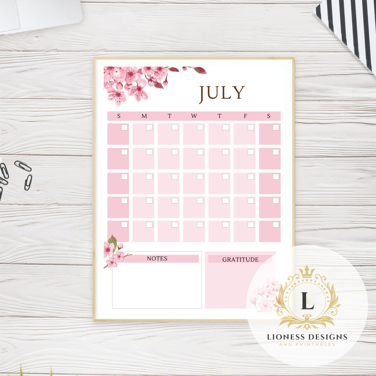 Cherry Blossom Monthly Planner Printable - Etsy
