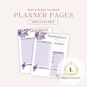 Purple Flower Daily Planner Printable - Etsy