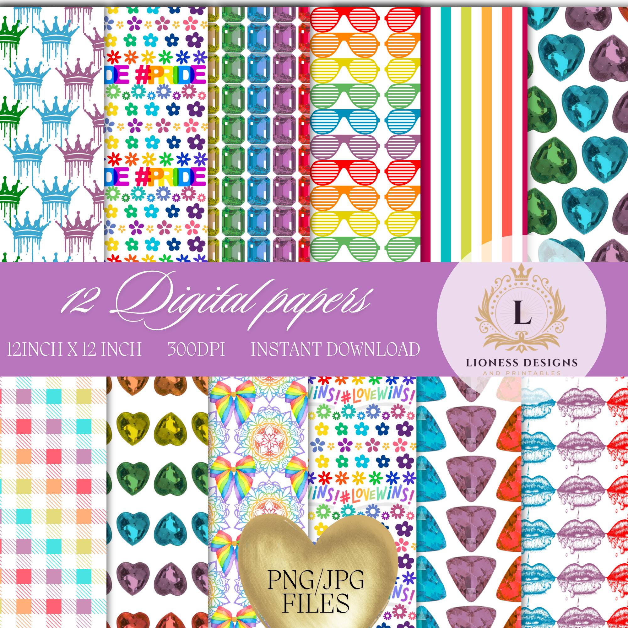 Pride Month Seamless Digital Paper Pattern - Rainbow Colored LGBTQ+ ...