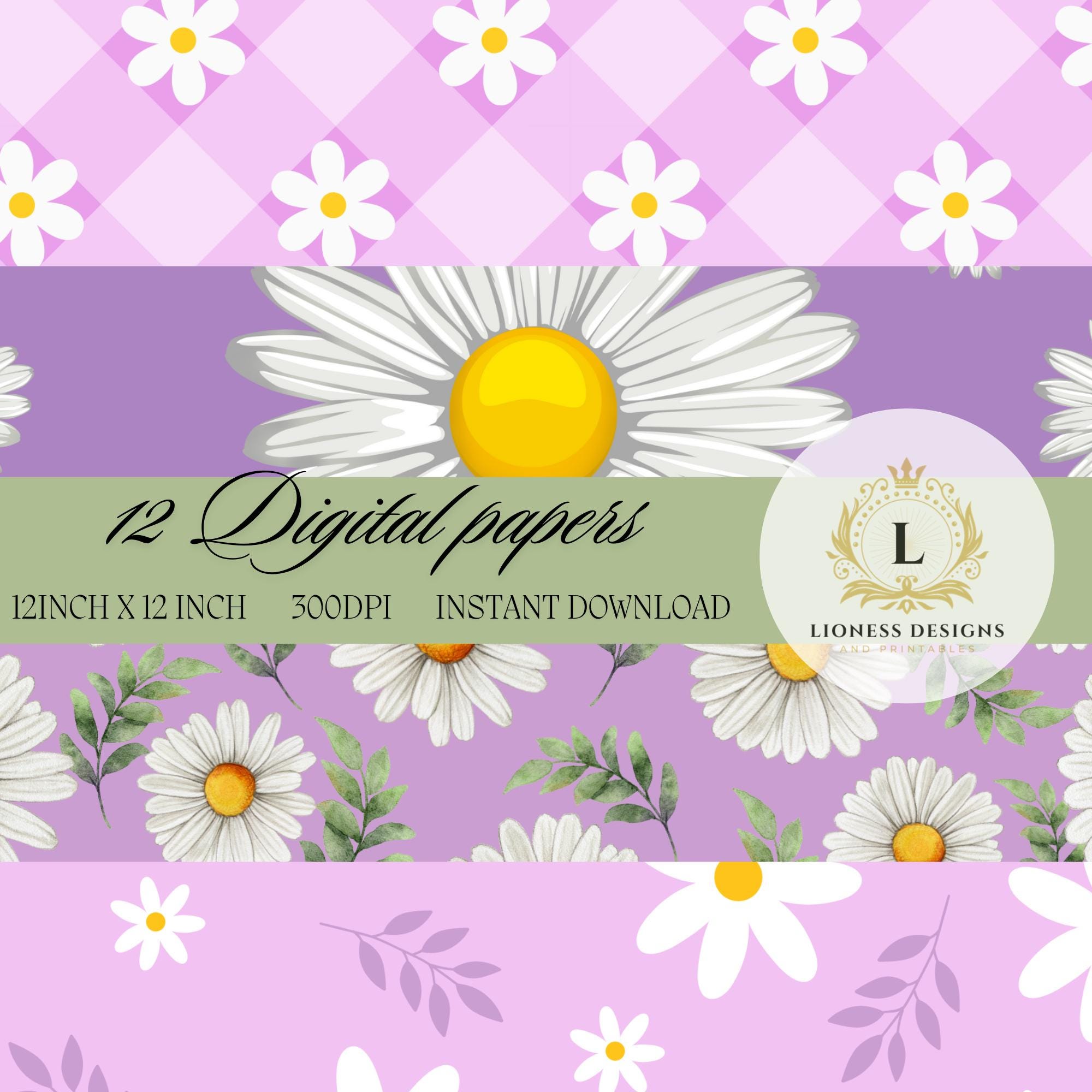 Purple Daisy Seamless Digital Paper Pattern - Daisy Floral Pattern for ...
