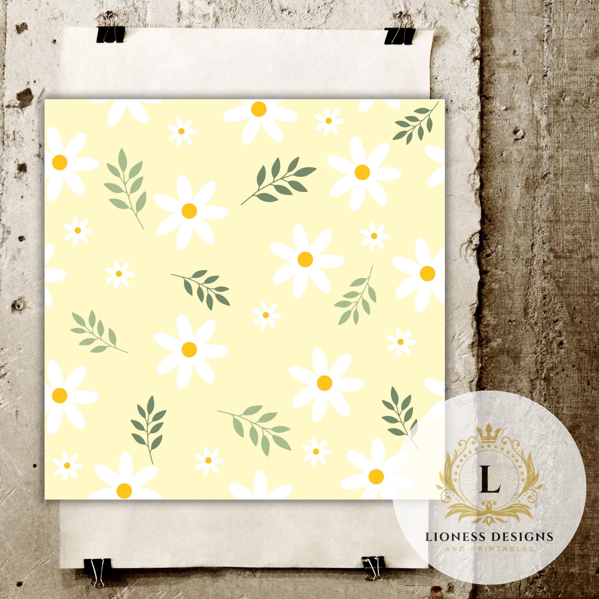 Yellow Daisy Floral Pattern: Seamless Scrapbooking Paper (digital ...