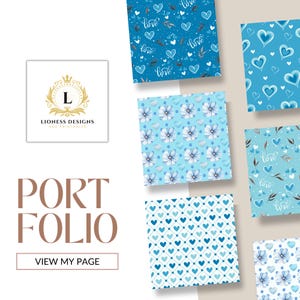 Valentine Seamless Digital Paper, Blue Hearts Pattern, Cold Heart ...