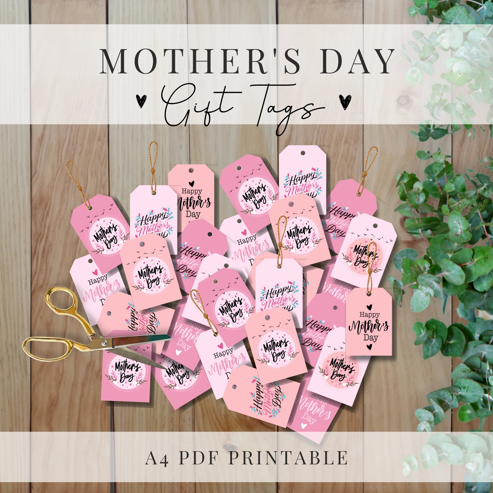 Mother's Day Gift Tag - Pink, Printable Gift Tag, Mother's Day ...