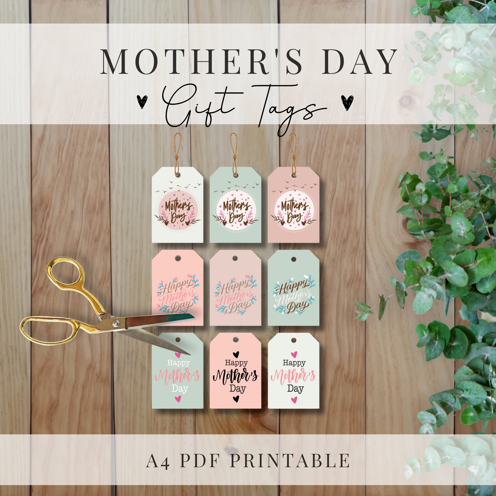 Mother's Day Gift Tag - Mint, Printable Gift Tag, Mother's Day ...