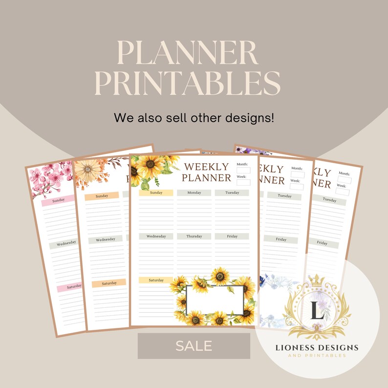Sunflower Weekly Planner Printable - Etsy