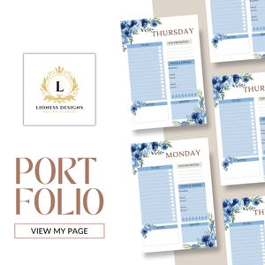 Blue Flower Daily Planner Printable - Etsy