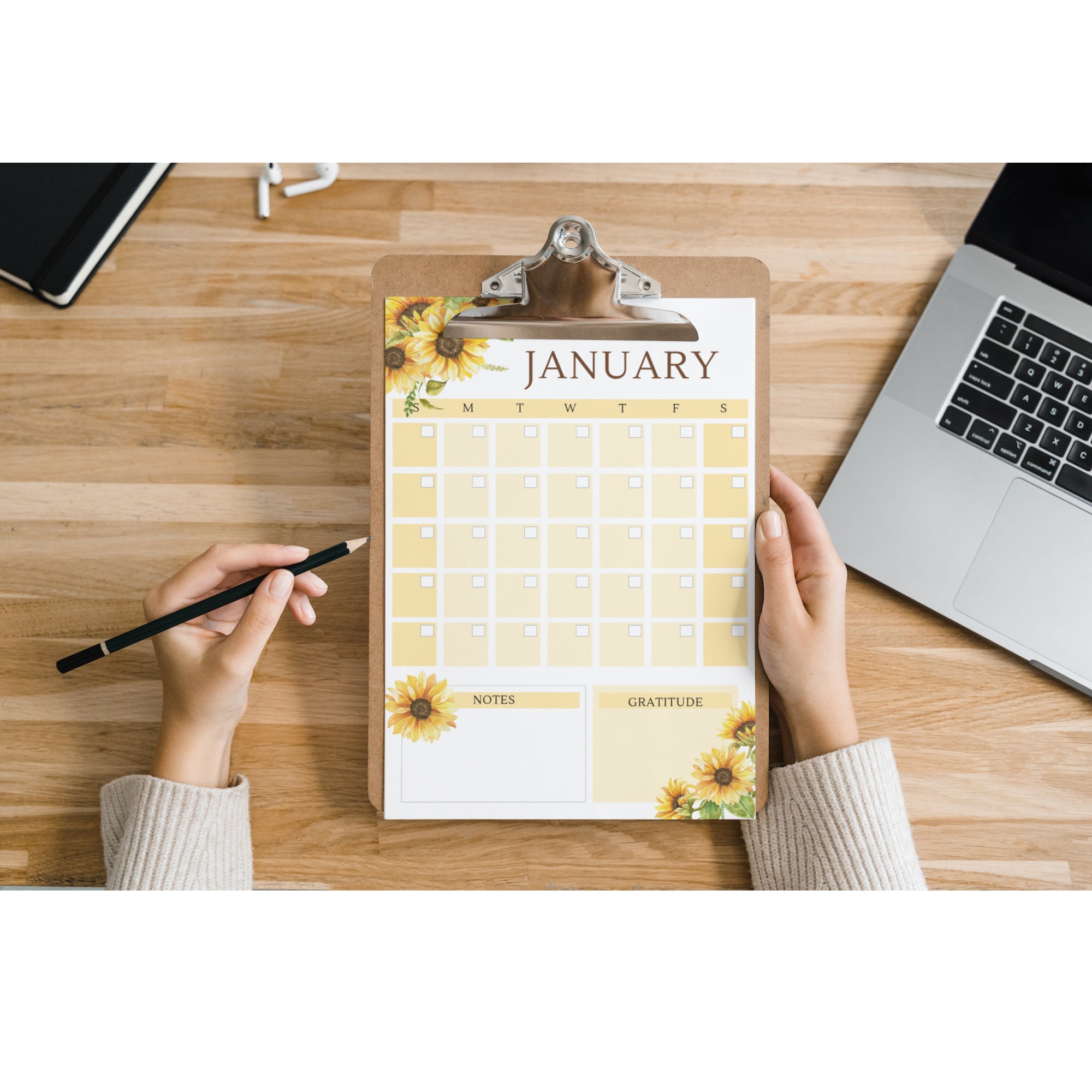 Sunflower Monthly Planner Printable - Etsy