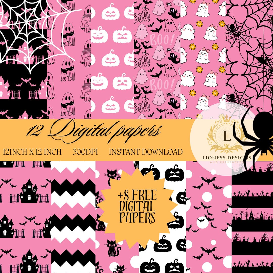 20 Seamless Halloween Themed Digital Papers, Seamless Commercial Use ...
