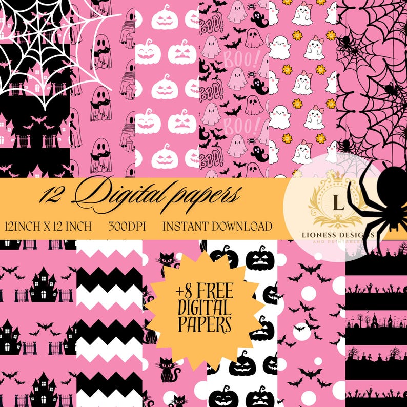 20 Seamless Halloween Themed Digital Papers, Seamless Commercial Use ...
