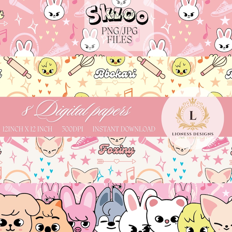 Skzoo Stray Kids Digital Paper: Seamless Kpop Design (digital Download ...