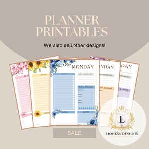 Blue Flower Daily Planner Printable - Etsy