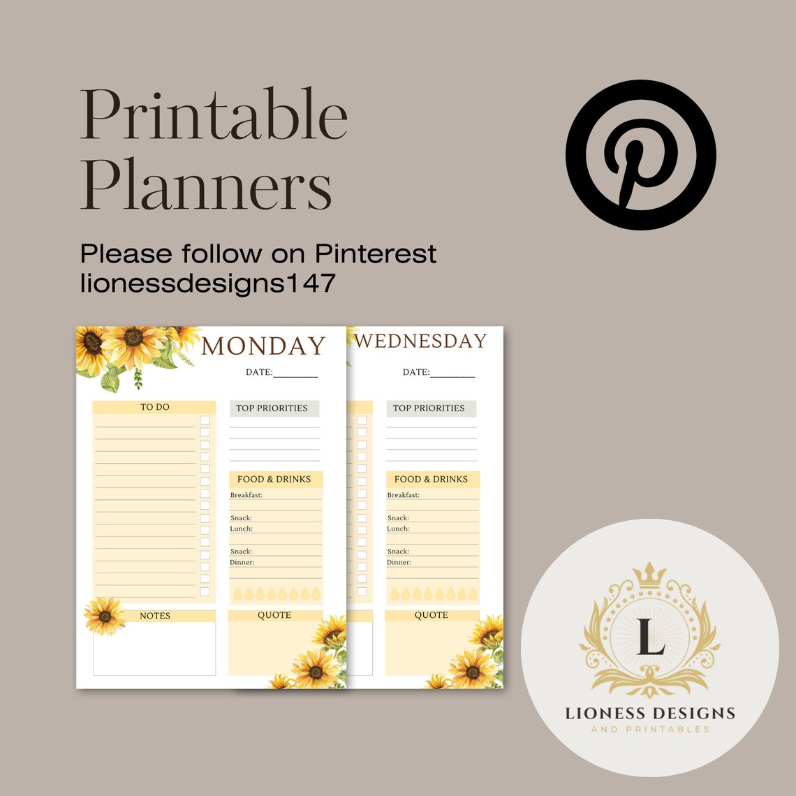 Sunflower Daily Planner Printable - Etsy