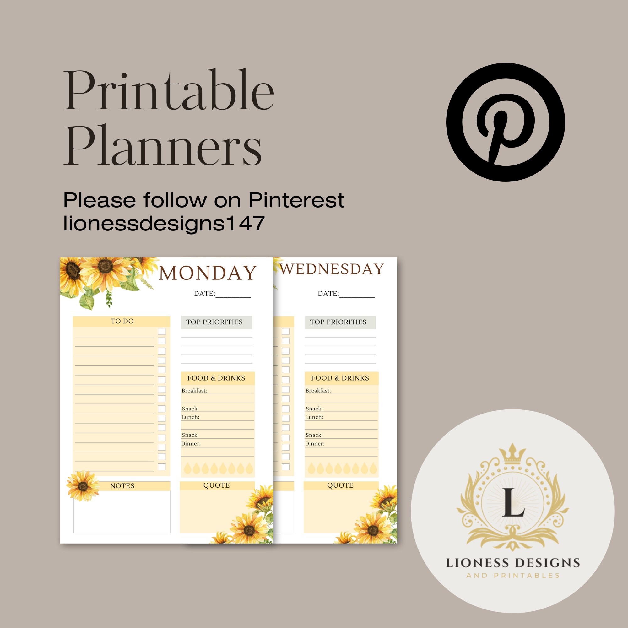 Sunflower Daily Planner Printable - Etsy