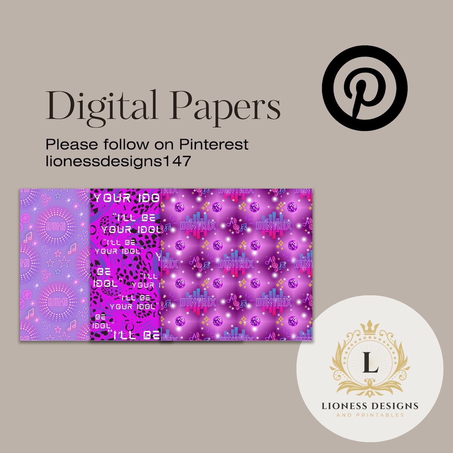 Kpop Demon Hunters Digital Paper Huntrix Seamless Wallpaper Movie ...