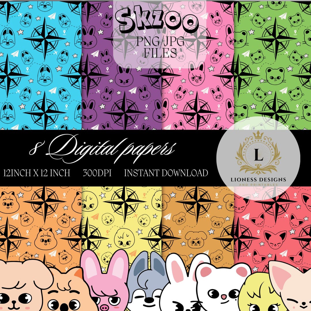 Skzoo Digital Paper: Straykids Compass Kpop Seamless Design (digital ...